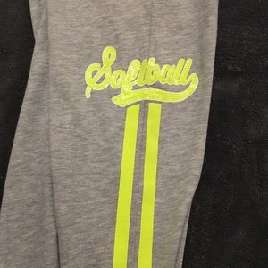 Justice | Bottoms | Justice Grey Sweatpants With Lime Green Softball ...